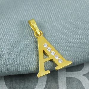 22k Gold Pendant A Letter Initial Name A Alphabet - Etsy