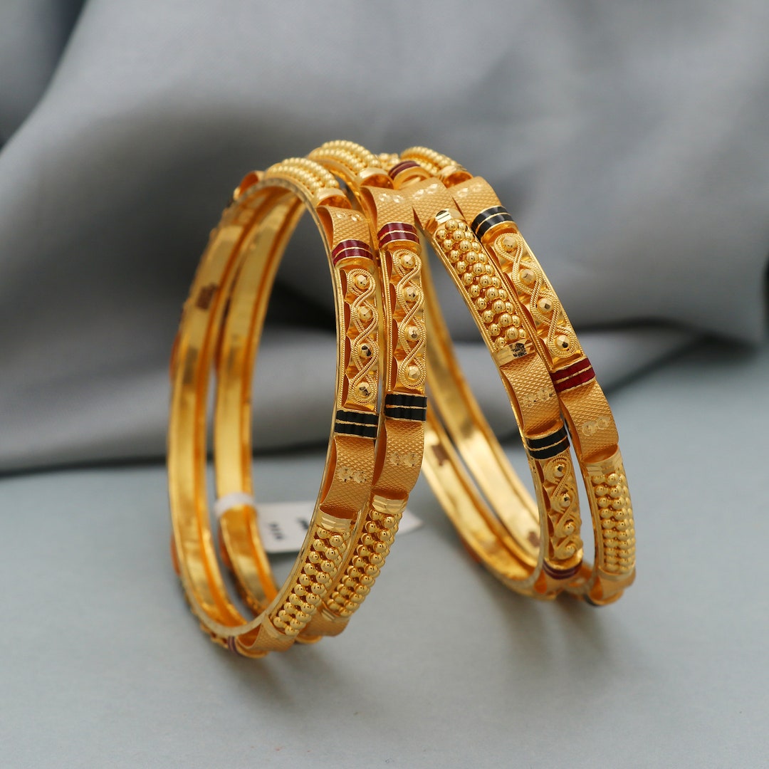 Pure 22k Gold Bangles Indian Handmade Vintage Design, Traditional ...