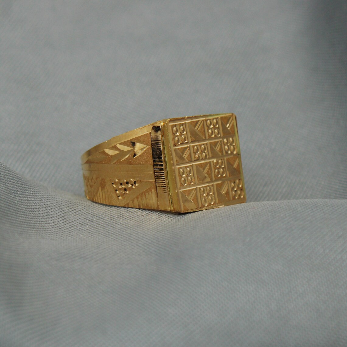 Stylish Hand Carved 22k Yellow Gold Ring Indian Men Gold Ring - Etsy