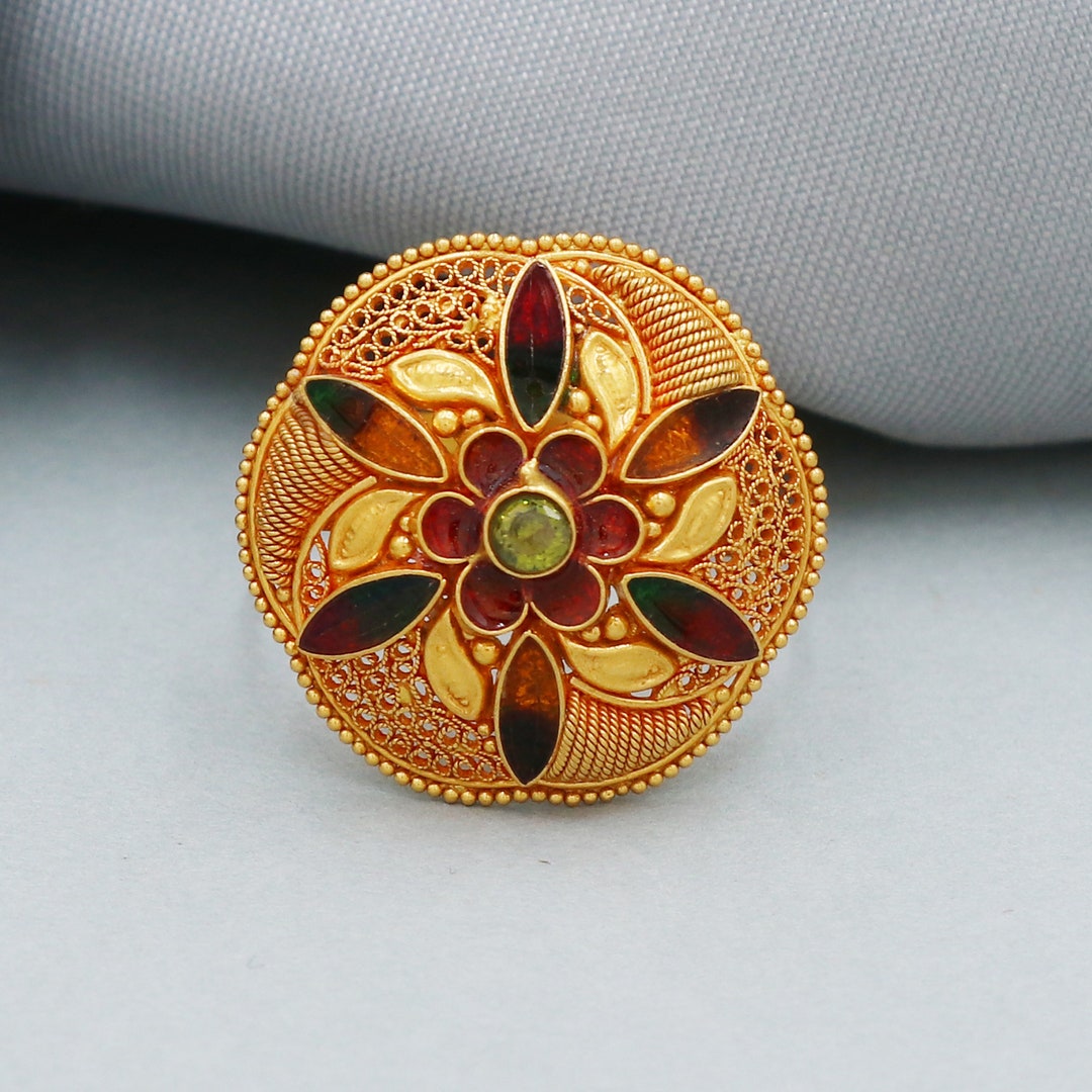 22k Solid Gold Ring Jewelry, Handmade Indian Vintage and Antique Ring ...