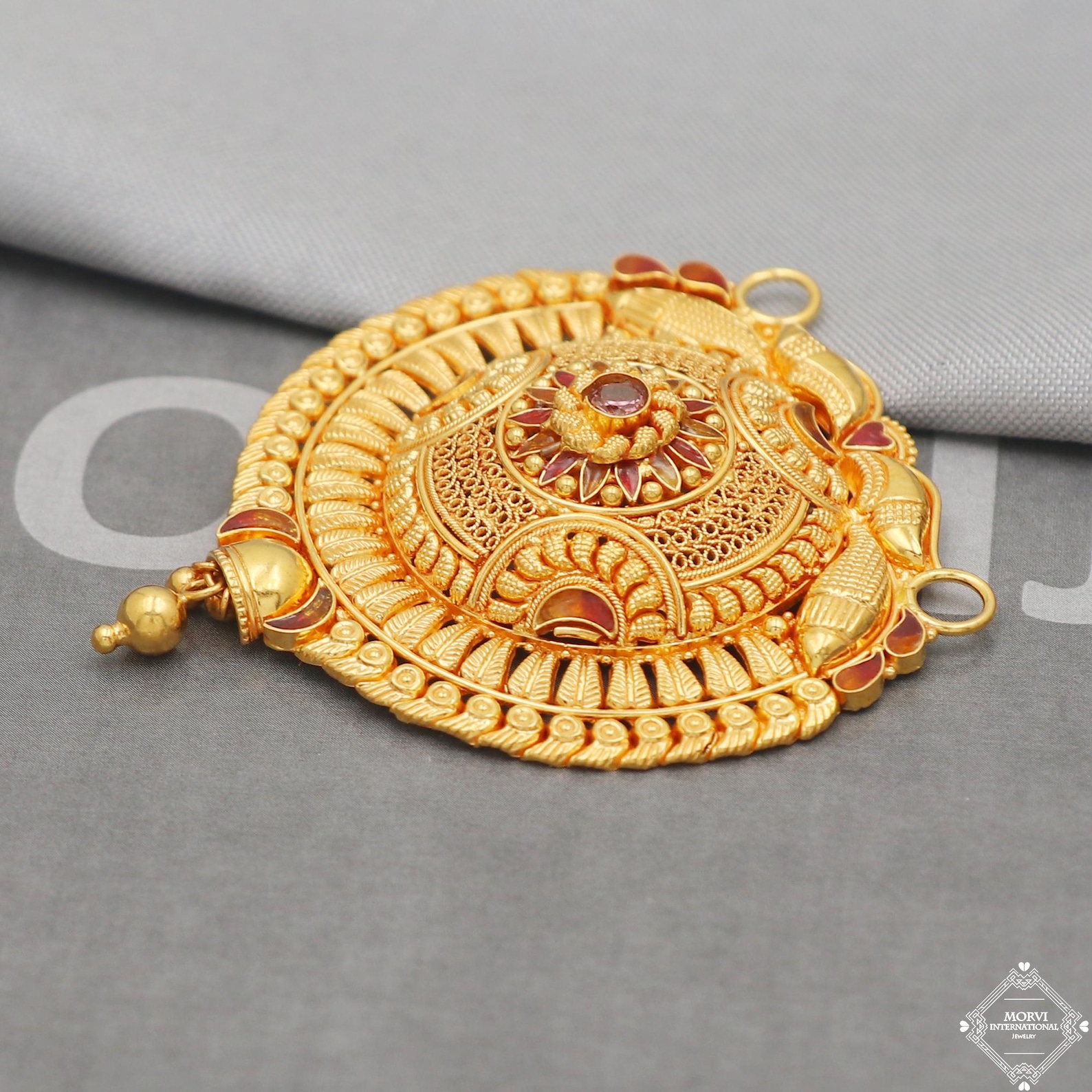 Pure 22k Gold Pendant Locket Indian Style Wedding Jewelry for Gift ...