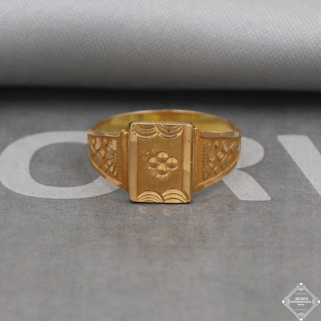 22k Yellow Gold Ring Size 7.5 US and All, Hand Carved Gold Ring Jewelry ...