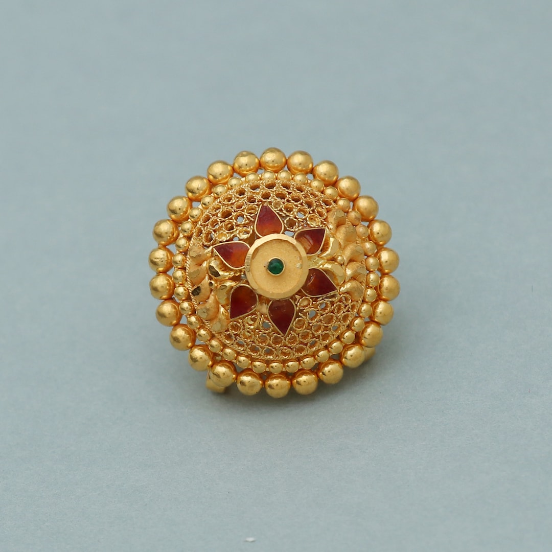 22k Yellow Gold Mang Tikka Borla Hair Head Jewelry , Handmade Yellow ...