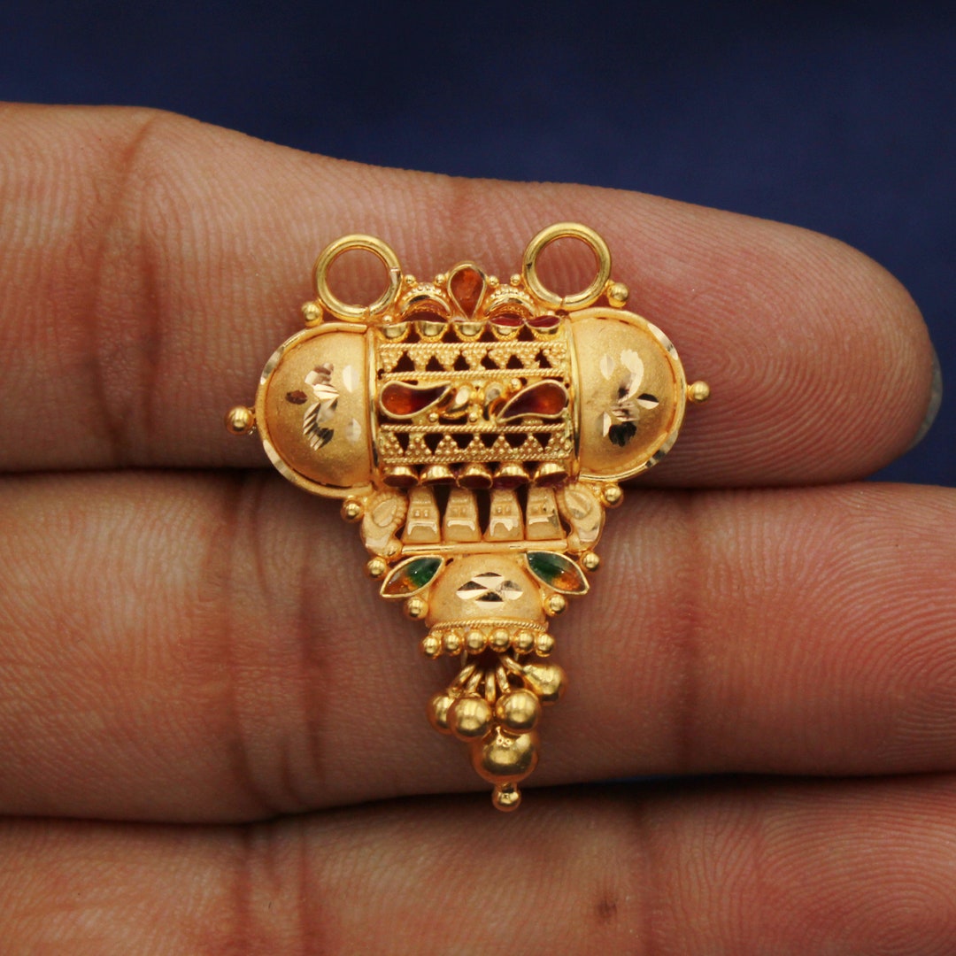 Handmade 22k Yellow Gold Amulet Pendant With Fabulous Hanging Bells ...