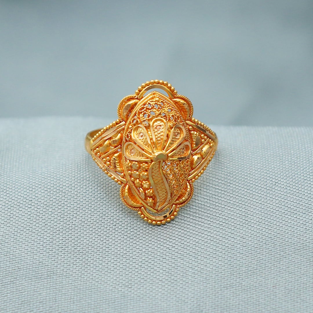 22k Yellow Gold Ring Jewelry Indian Gold Wedding Ring K2609 - Etsy