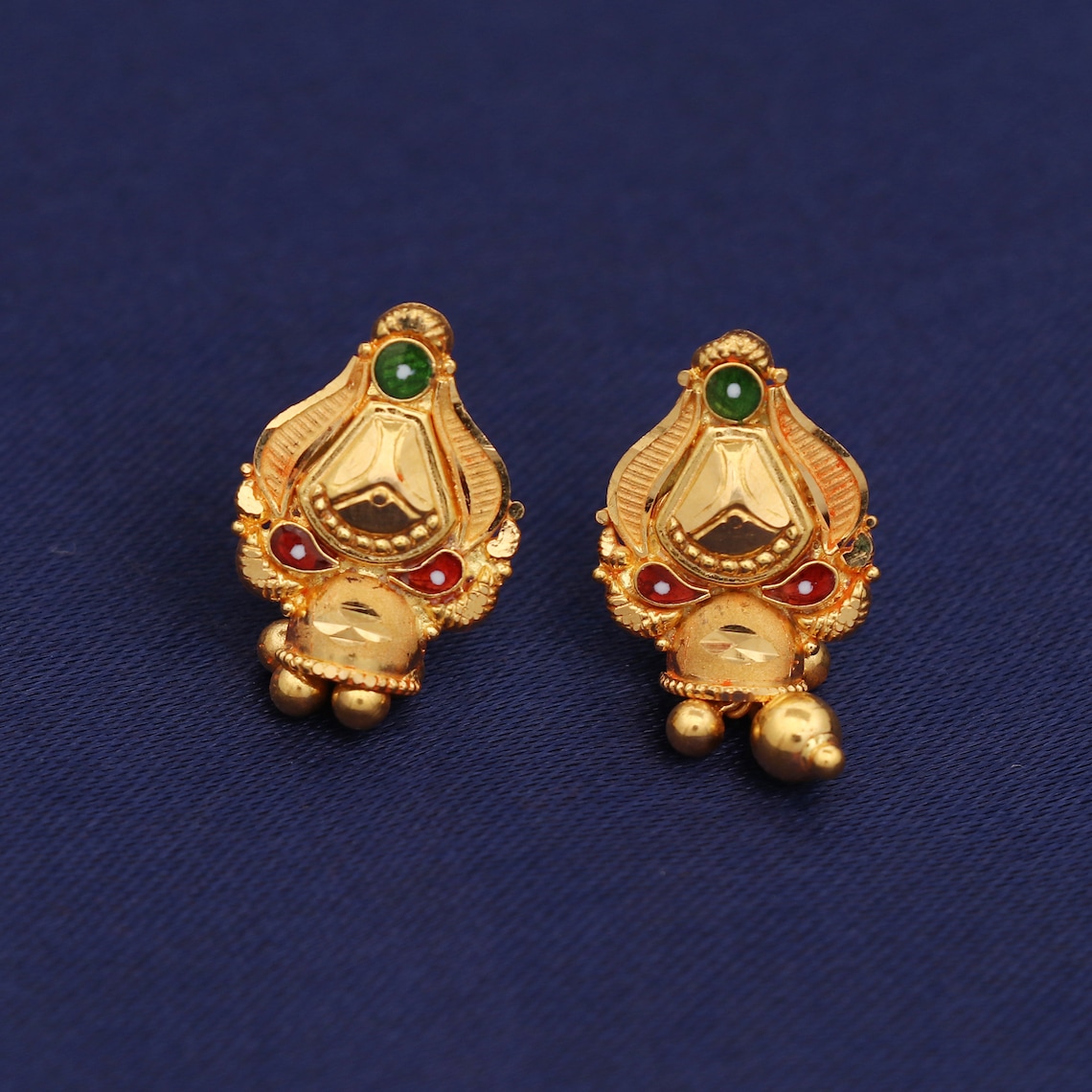 Indian 22k Gold Earrings Handmade Wedding Jewelry K1713 - Etsy