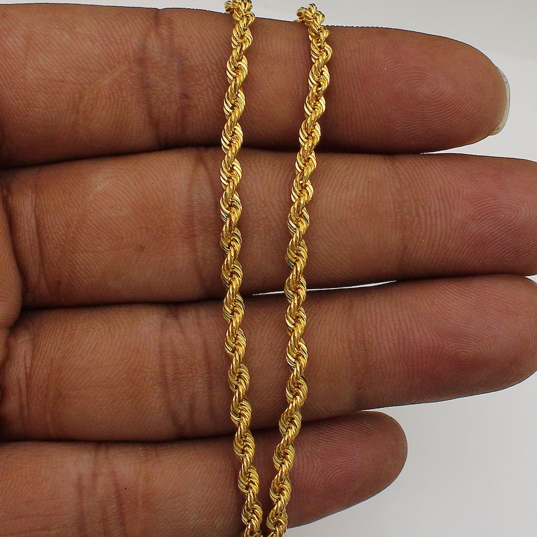 Pure Handmade 22k Yellow Gold Chain Necklace Jewelry, 22k Gold Rope ...