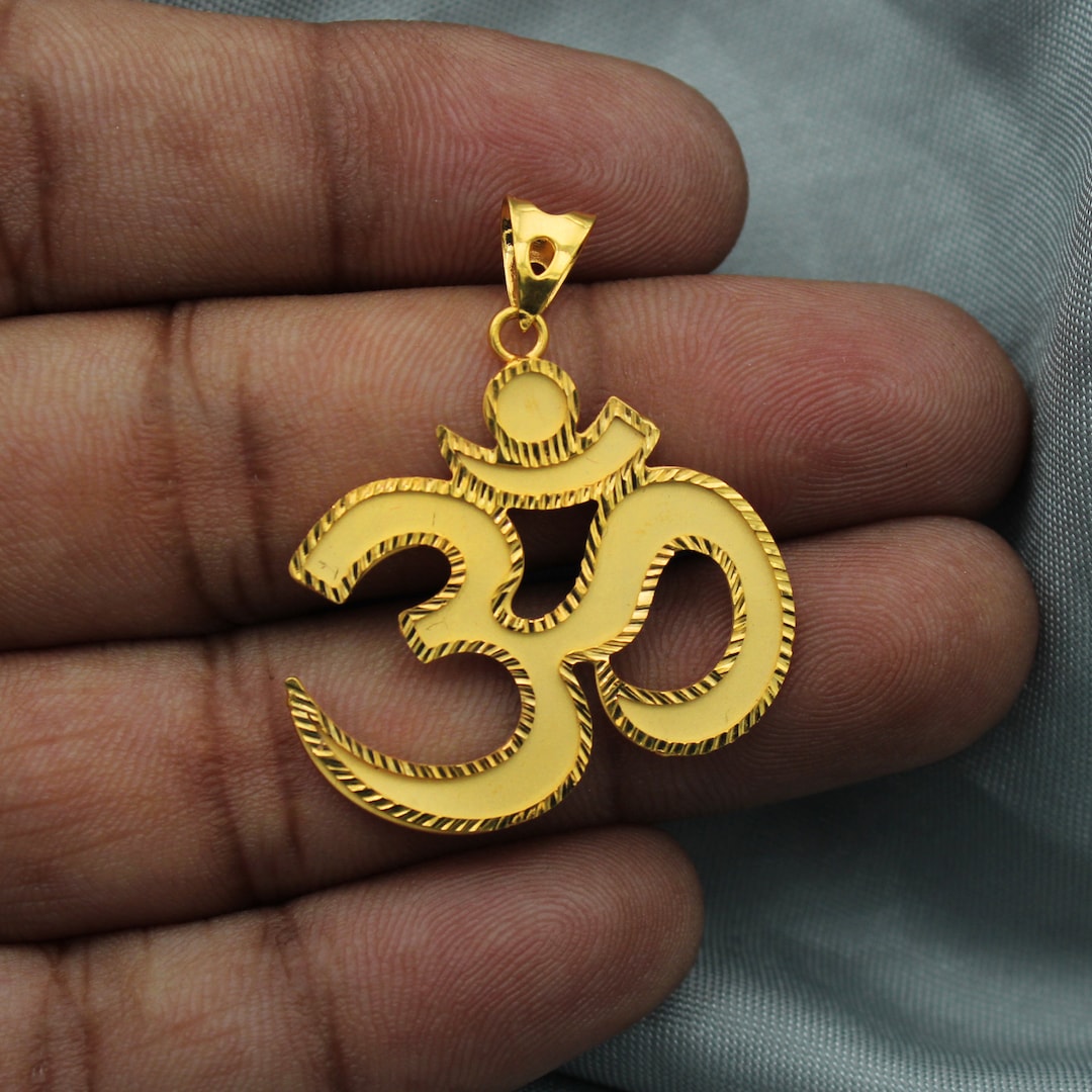 Big OM Aum 22k Gold Pendant Jewelry, Gold Amulet Pendant, Hindu God ...