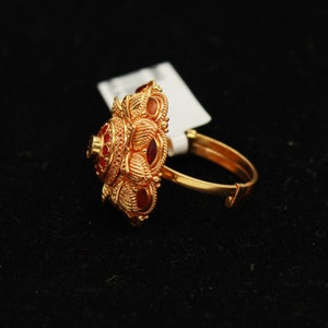 22k Yellow Gold Ring, Indian Handmade Intricate Vintage Design ...