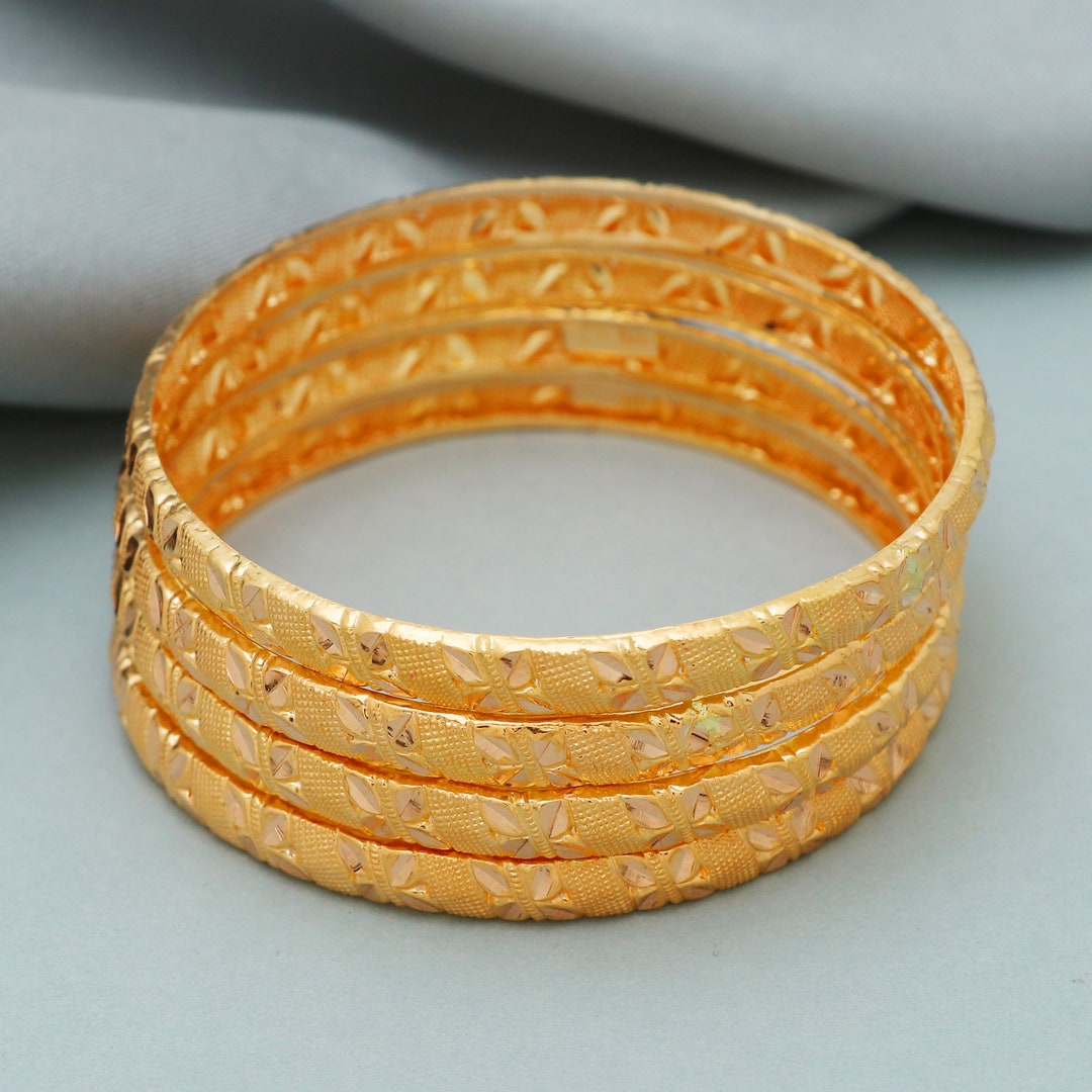 Pure 22k Gold Bangles Indian Handmade Light Weight Inner Waxed ...