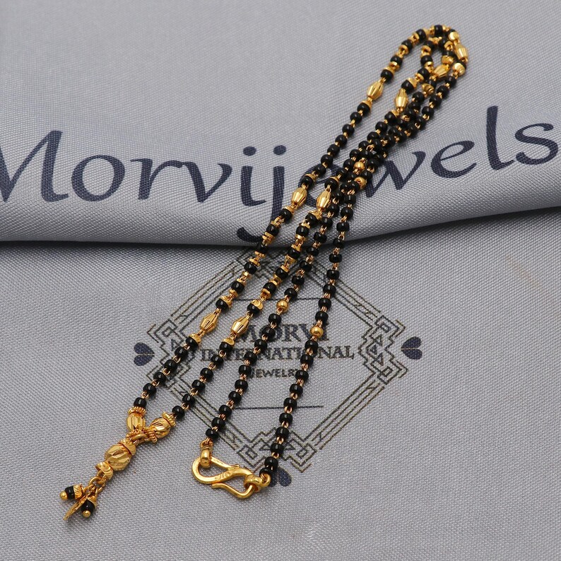 22kt 22k Gold Chain Mangalsutra Black Beaded Chain Necklace, Wife ...