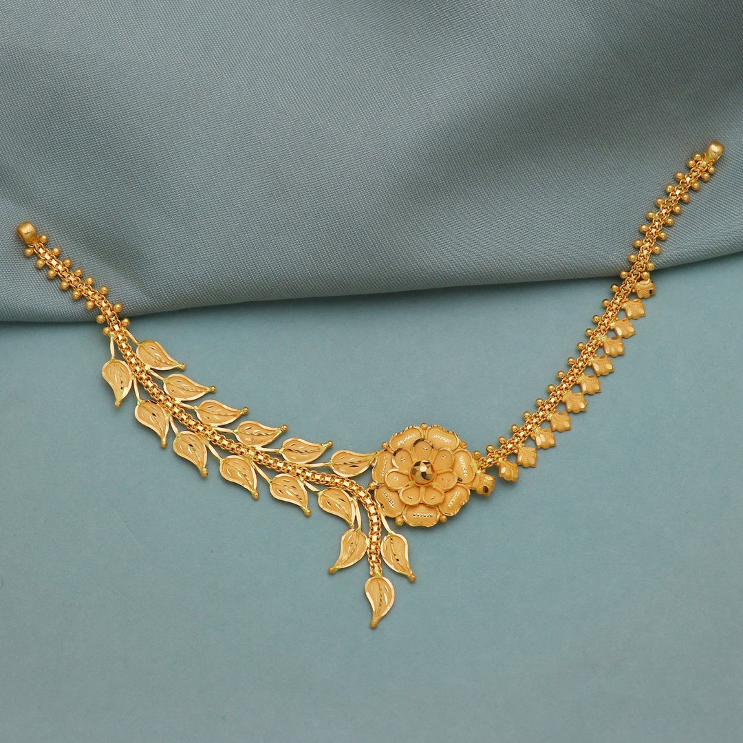 22k Yellow Gold Necklace , Indian Gold Necklace, Indian Gold Jewelry ...