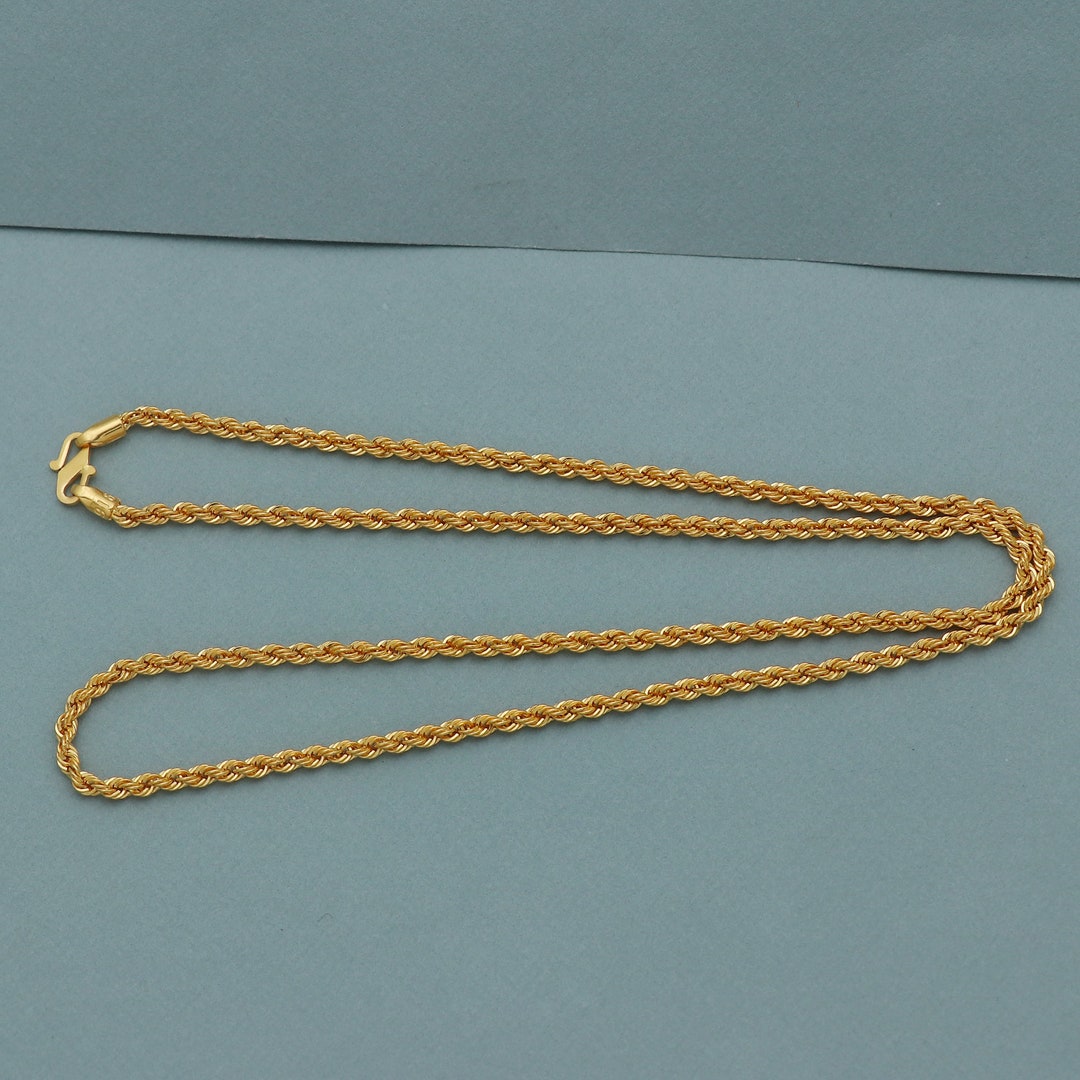 Rope Style 22k Yellow Gold Chain Necklace Gift All Sizes - Etsy