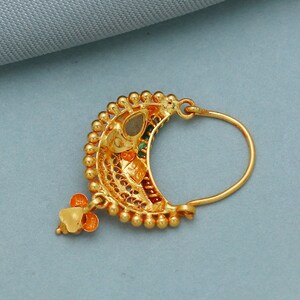 Solid Real 22k Karat Nose Ring, Wedding Jewelry 22k Yellow Gold Nath ...