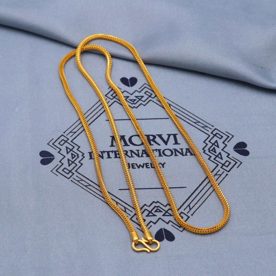 Foxtail 22k Gold Chain, Handmade Solid 22k Gold Chain Classic Necklace ...