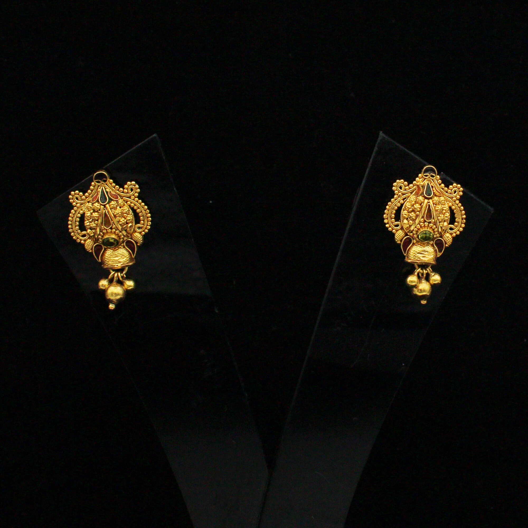 22k Yellow Gold Jhumka Earrings Handmade Yellow Gold - Etsy