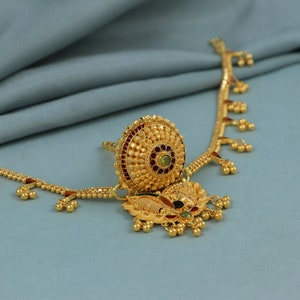 Rajasthani 22k Yellow Gold Indian Gold Borla Matha Patti, Indian Gold ...