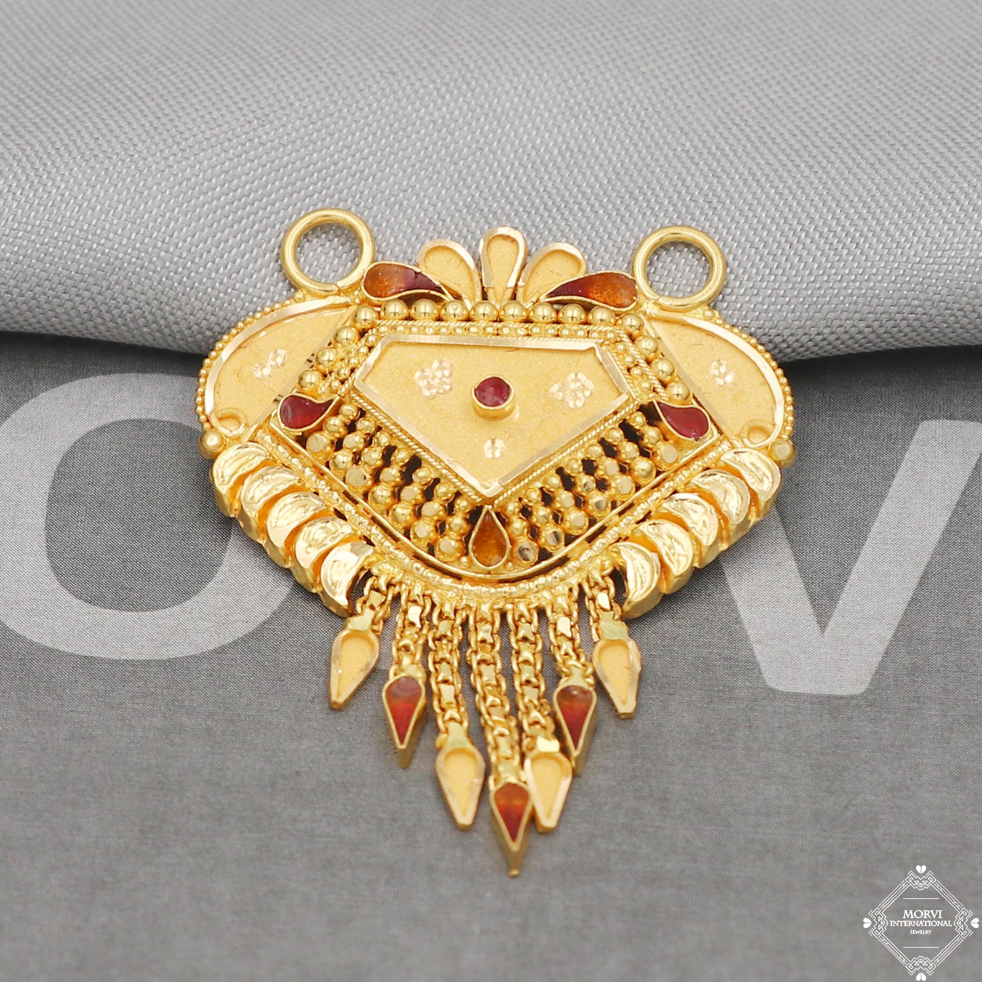 Big 22k Yellow Gold Pendant Necklace Handmade Indian Mangalsutra Handmade Vintage Antique Design Jewelry K5061 Etsy UK