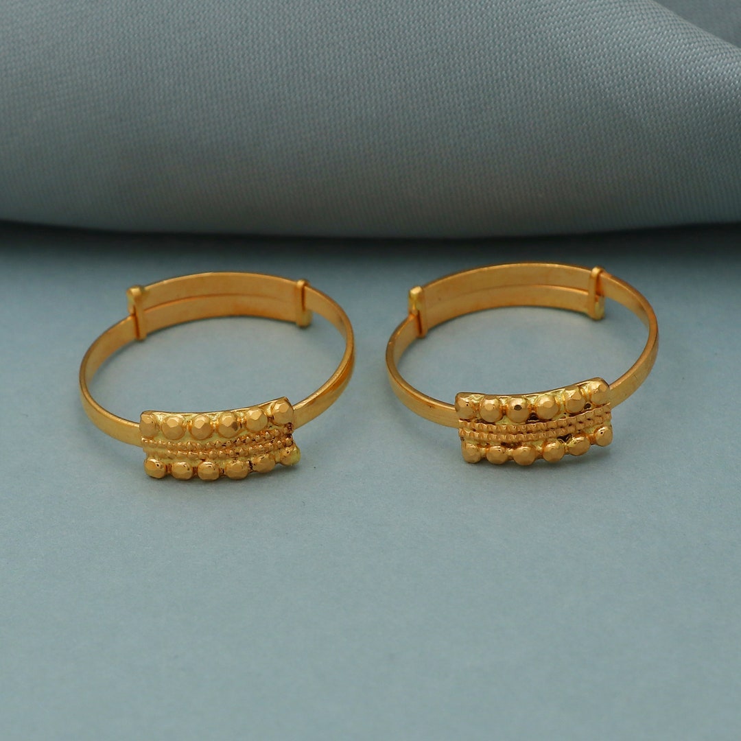 Indian Style Toe Ring, 22k Gold, Bichiya, Adjustable, Pure Handmade ...