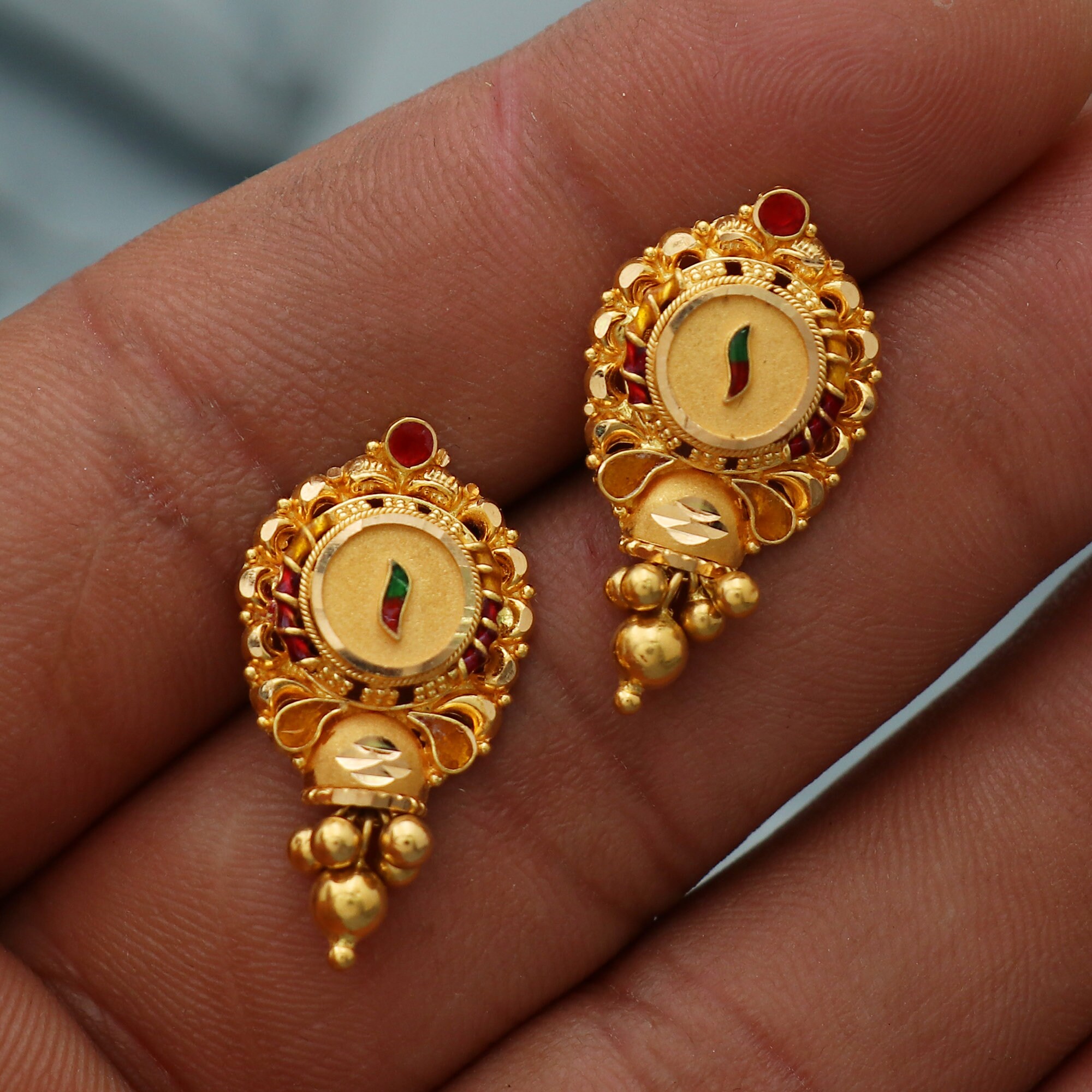 Gold Earrings Tops Designs For Women