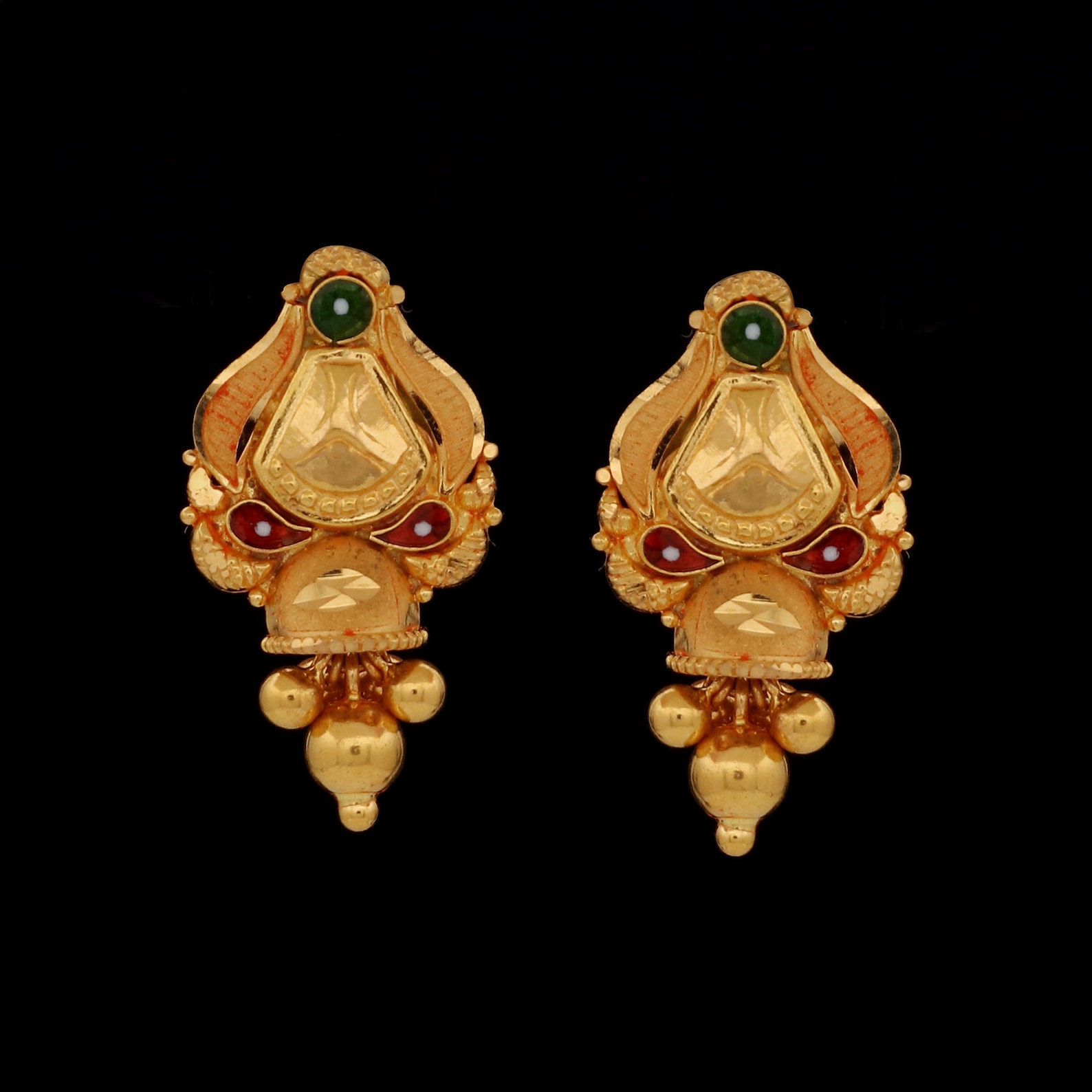 Indian 22k Gold Earrings Handmade Wedding Jewelry K1713 - Etsy