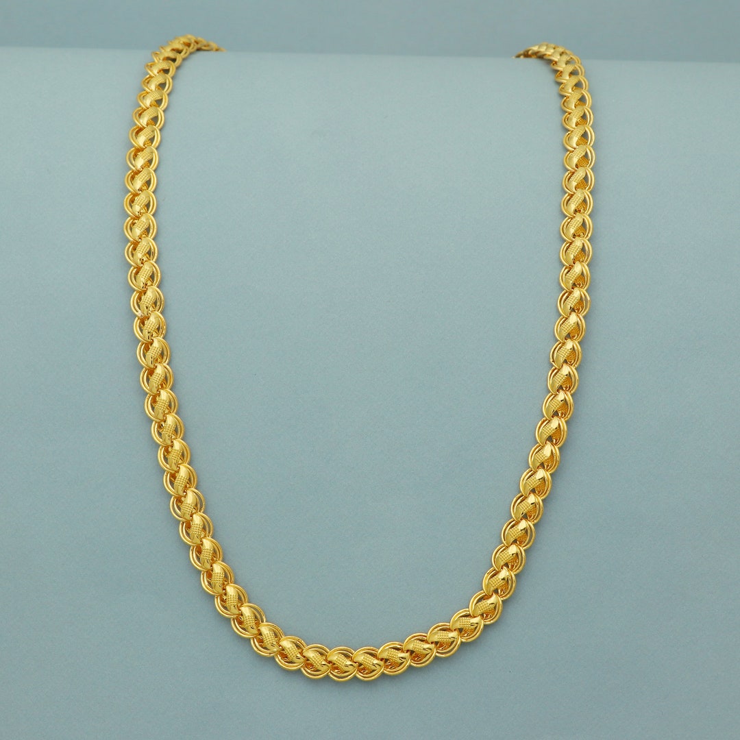 Indian Style 22k Yellow Gold Chain Necklace Gift , All Sizes, 22k Karat 22kt 22ct Indian Gold ...