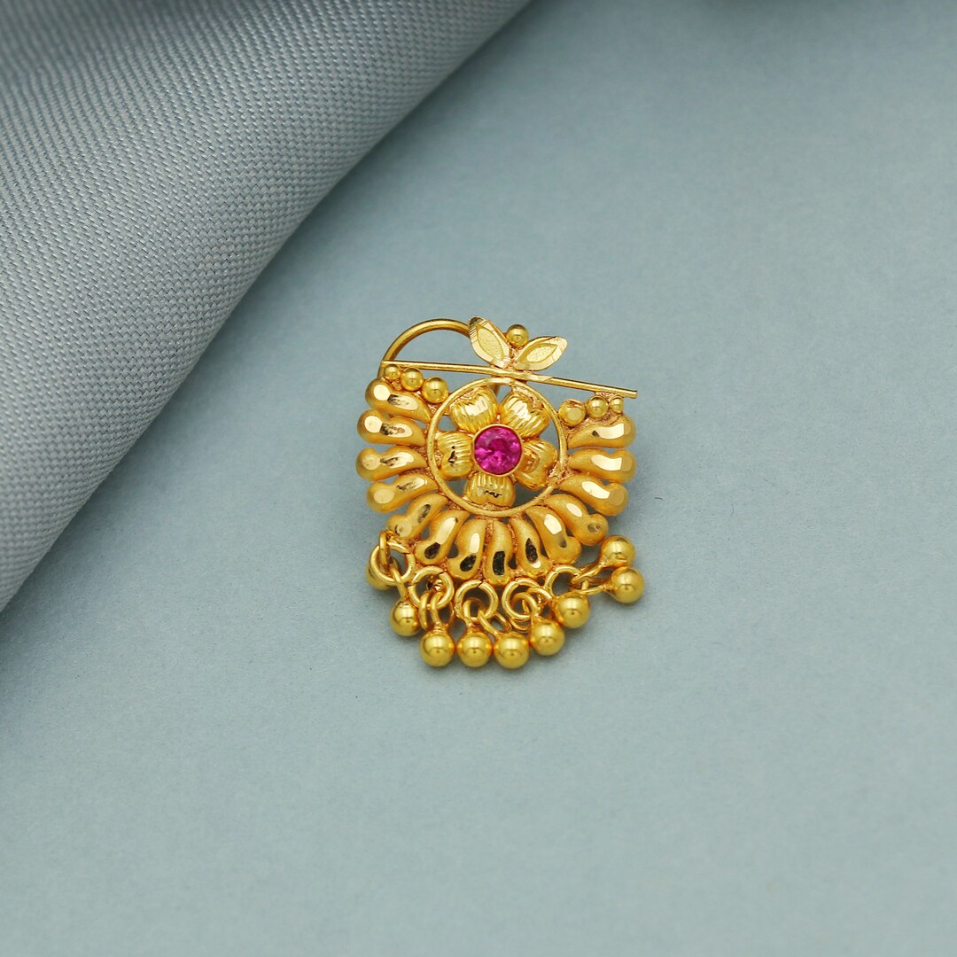 Wedding Jewelry 22k Yellow Gold Nath Nosepin Women Nose Pin Jewelry ...