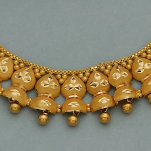 22k Yellow Gold Necklace Set, Indian Gold Set, Indian Gold Jewelry ...