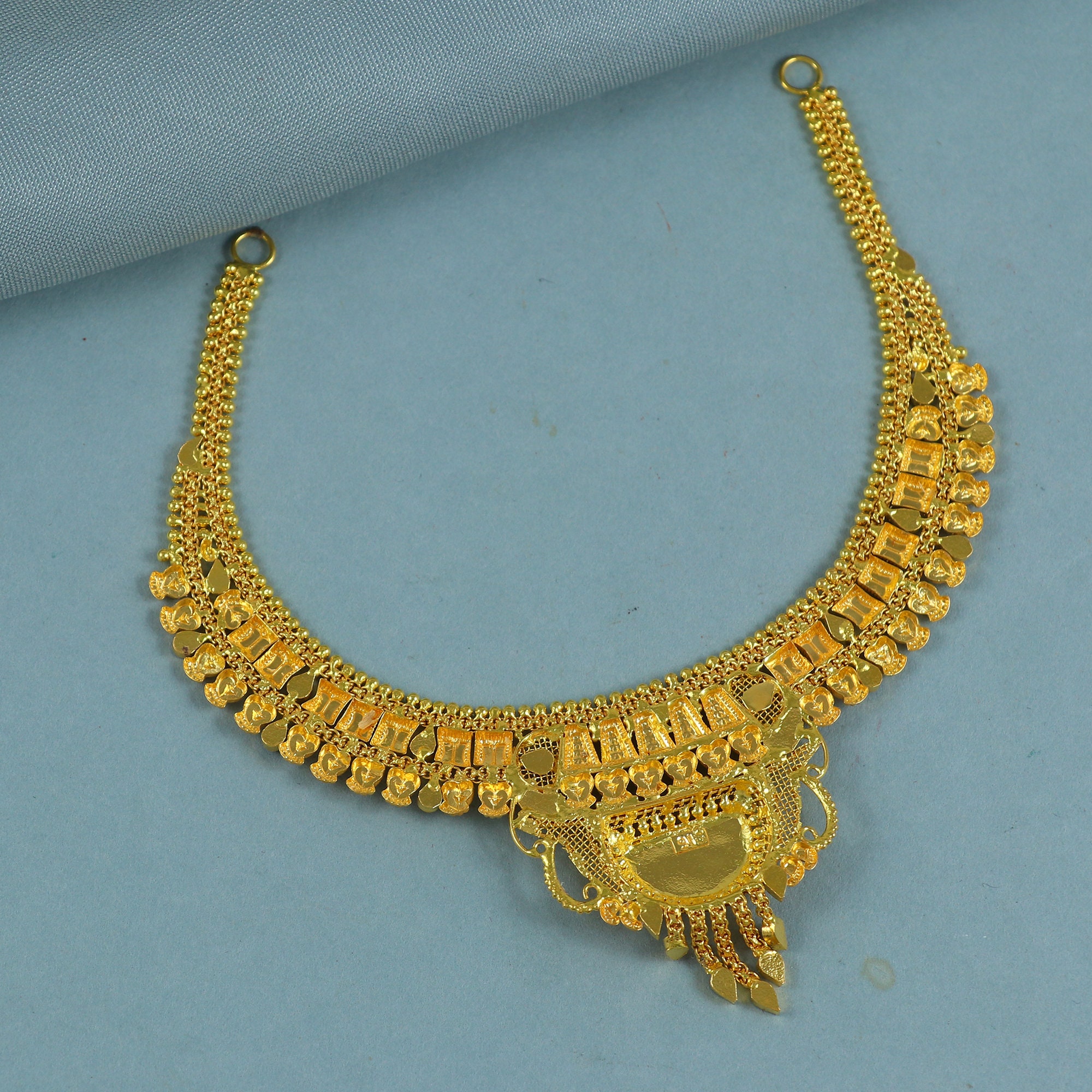 22k Yellow Gold Necklace, Indian Gold Necklace, Indian Gold Jewelry ...