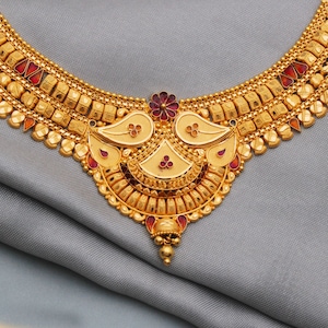 22kt Indian Wedding Pure Gold Necklace Jewelry, 22k Yellow Gold ...
