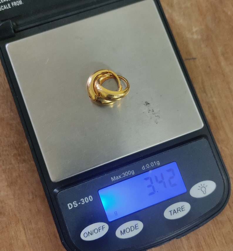 18k Yellow Gold Hoop Earrings Bali Earring Huggies Handmade - Etsy