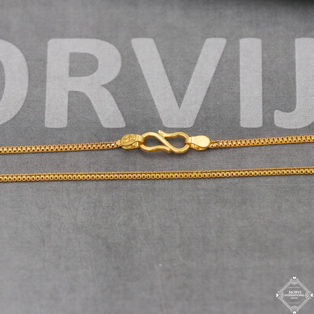 22k Gold Chain Necklace Box Style for Men Women Anniversary Wedding ...