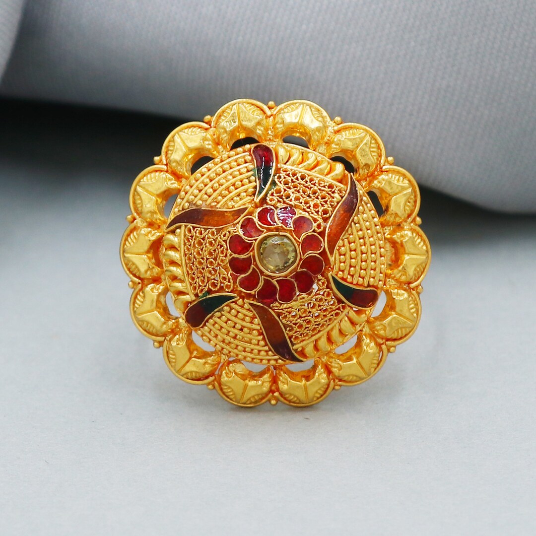 22k Pure Solid Gold Handmade Ring . Genuine 916 Gold Purity With ...