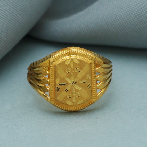 Pure Solid 22k Yellow Gold Ring Size 6 7 8 and All Size Hand Carved Gold Ring Indian Gold Ring Handmade Gold Ring for Men and Women Etsy Israel