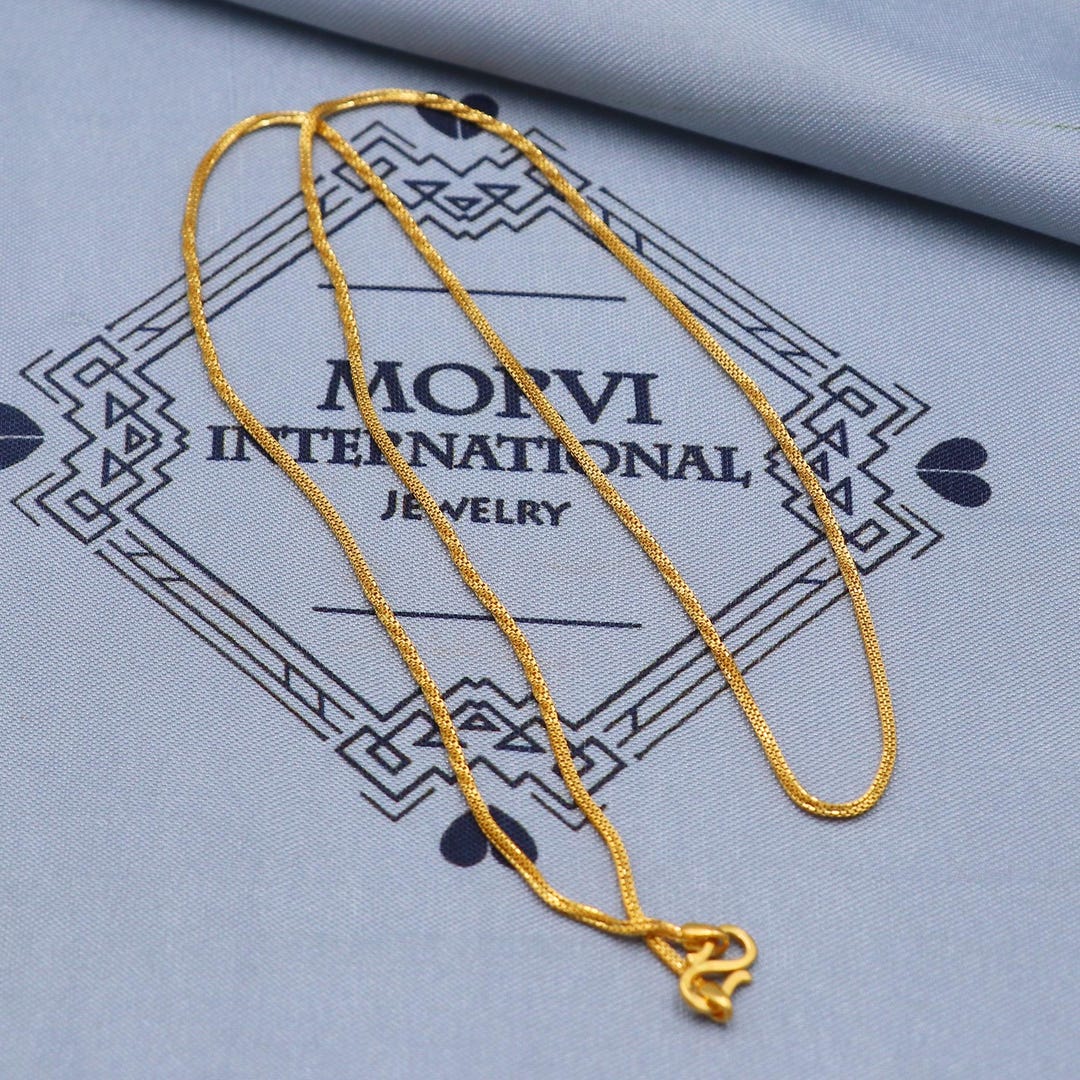 Solid Real 22k Gold Handmade Twisted Box Link Chain Necklace Handmade ...