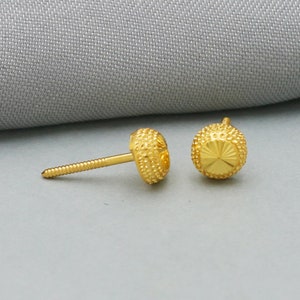 20k Yellow Gold Earrings Round Shape Stud Earrings 20kt, Gold Stud ...