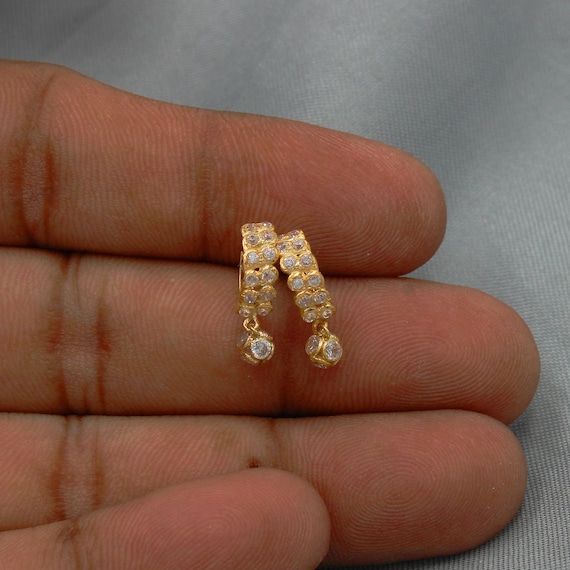 Pure 20k Yellow Gold Hoop Bali Earrings Dangling Handmade Yellow Gold Chain Earrings for Women Gift Dainty Indian Gold Earrings Gift Etsy