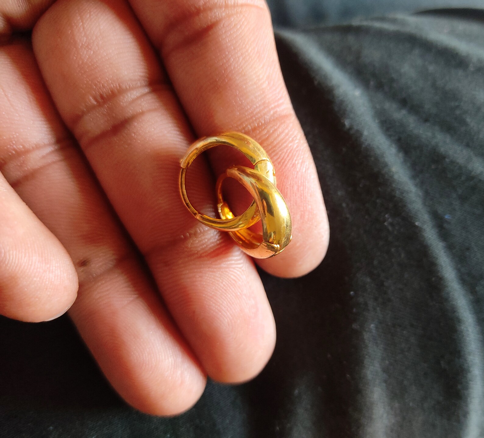 18k Yellow Gold Hoop Earrings Bali Earring Huggies Handmade - Etsy