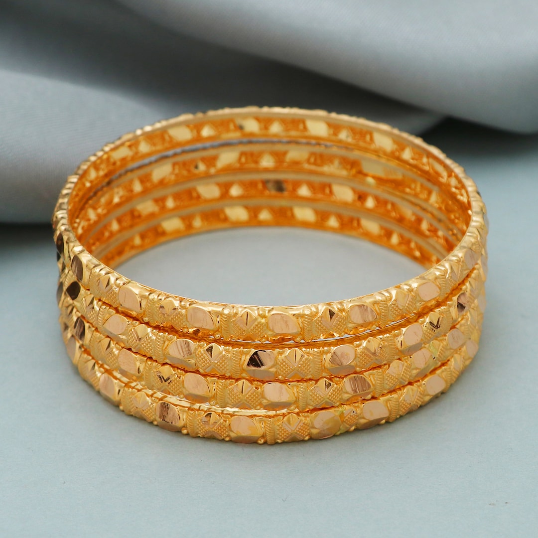 Pure 22k Gold Bangles Indian Handmade Light Weight , Traditional ...