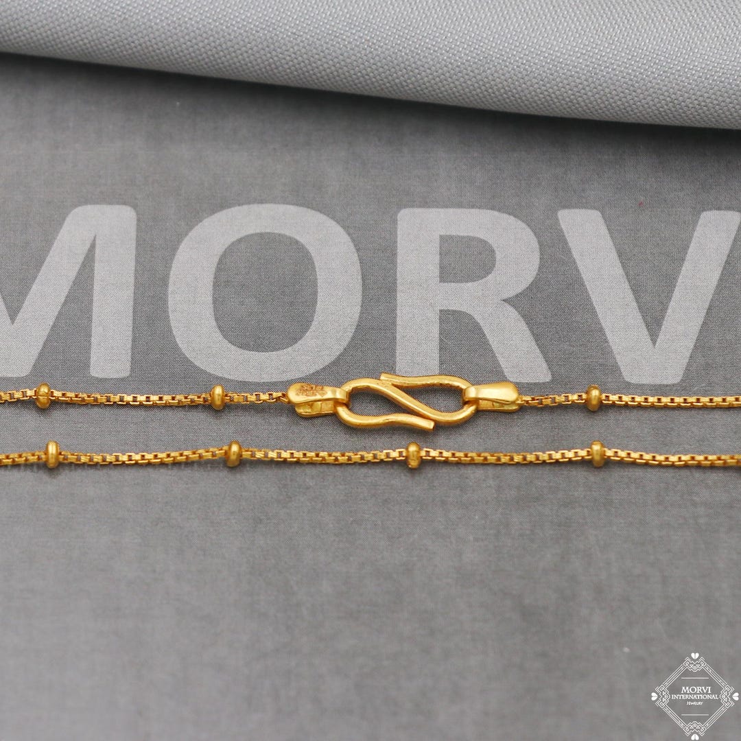 22k Gold Chain Necklace Box Style for Men Women Anniversary Wedding ...