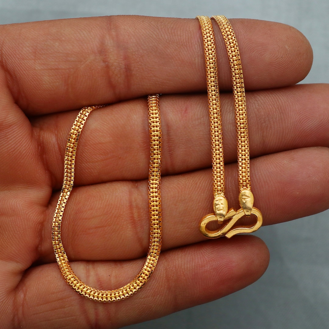 Pure Handmade 22k Yellow Gold Chain Necklace Jewelry, 22k Gold Rope ...