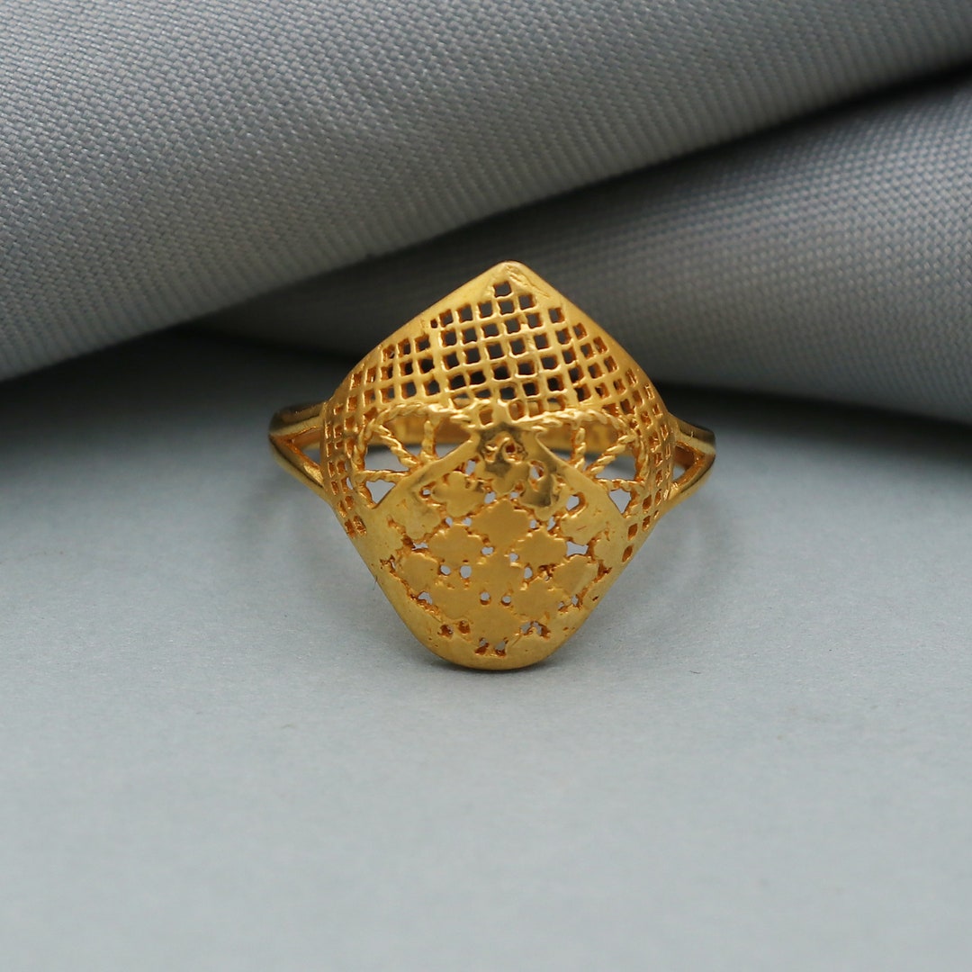 Handmade 22k Yellow Gold Filigree Style Ring Size All, Big Real Gold ...