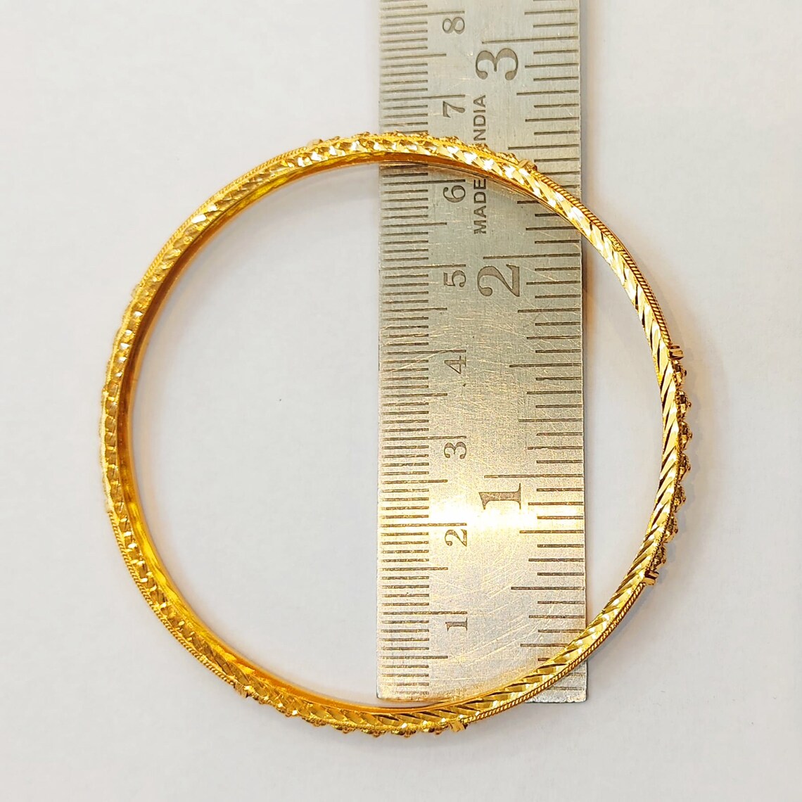 22k Gold Bangle Churi, 22kt Yellow Gold Bracelet Pair, Indian Gold ...
