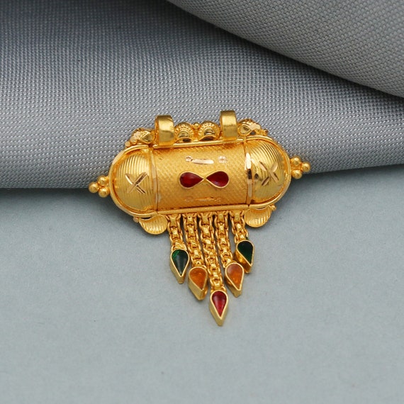 22k Yellow Gold Amulet Pendant With Fabulous Hanging Bells Vintage Antique Design Handmade Excellent Women s Girl s Jewelry From India Etsy