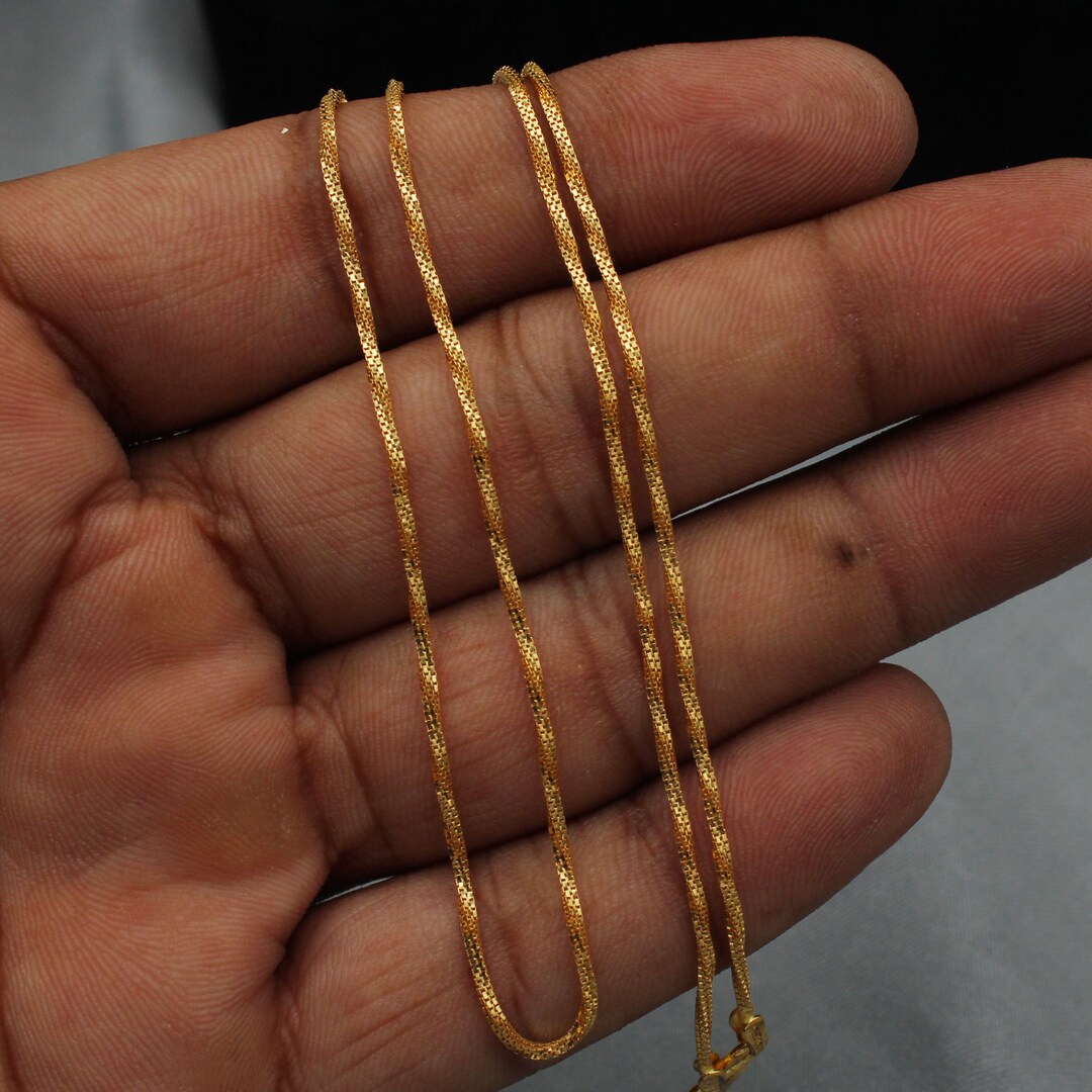 Twisted 22k Yellow Gold Chain Box Necklace for Men Women - Etsy