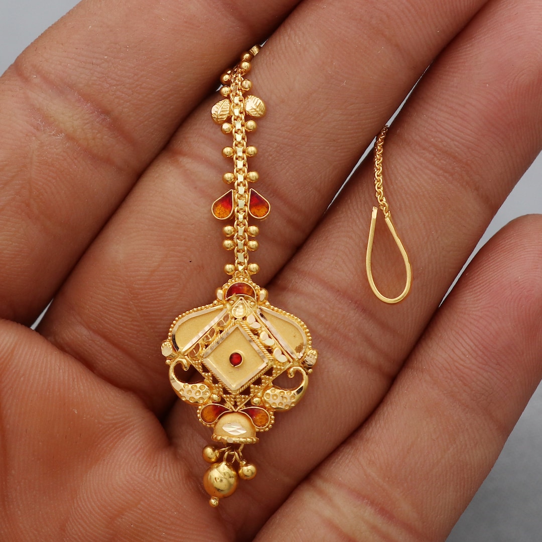Buy 22k Yellow Gold Tikka Jewelry , Handmade Design Indian Gold Head ...