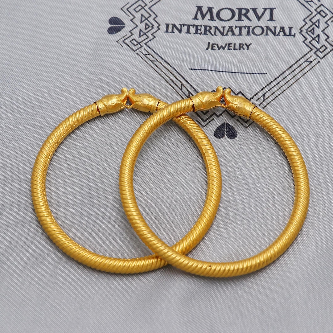 Pure 22k Gold Bangles Indian Handmade Asian Vintage Design, Traditional ...
