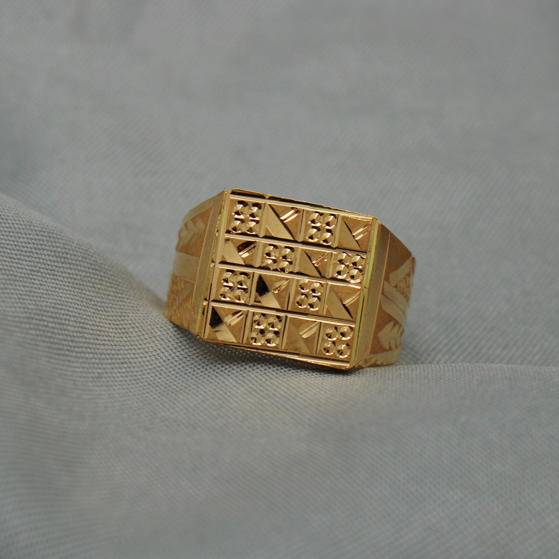 Stylish Hand Carved 22k Yellow Gold Ring Indian Men Gold Ring - Etsy