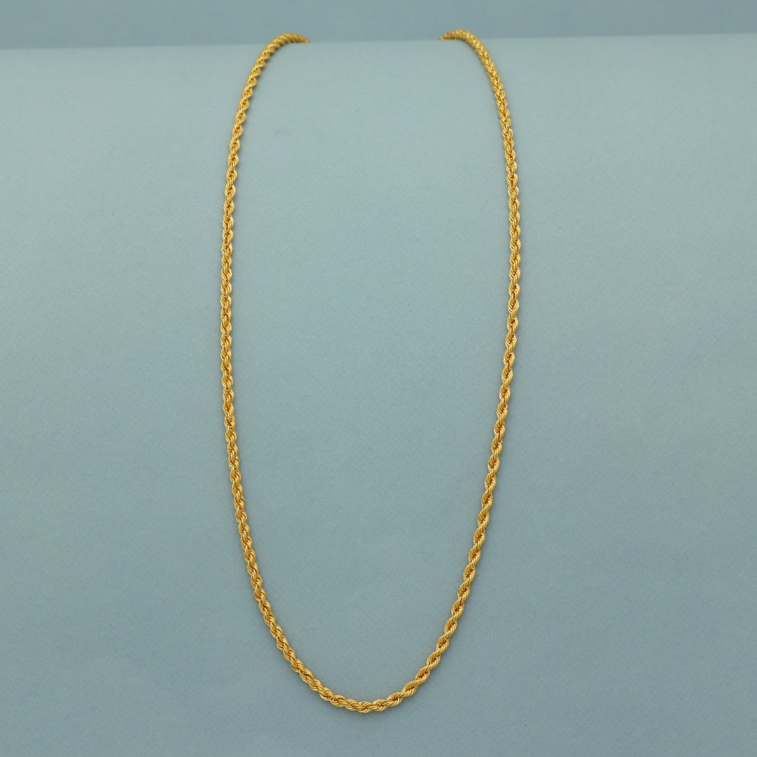 Rope Style 22k Yellow Gold Chain Necklace Gift , All Sizes, 22k Karat ...
