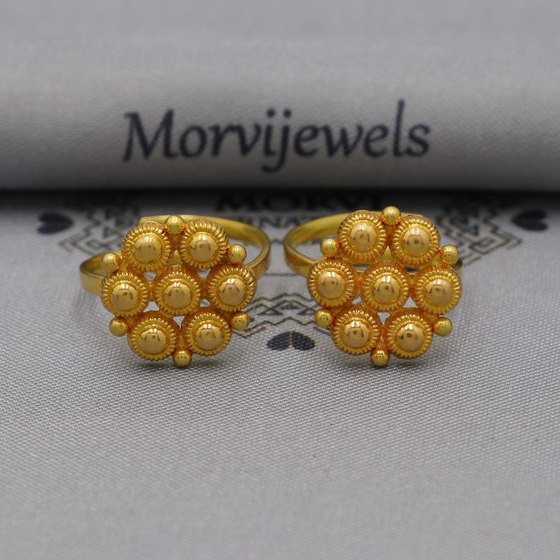 Pure 22k Solid Gold Toe Ring Indian Bichiya , Handmade Gold Toe Ring ...